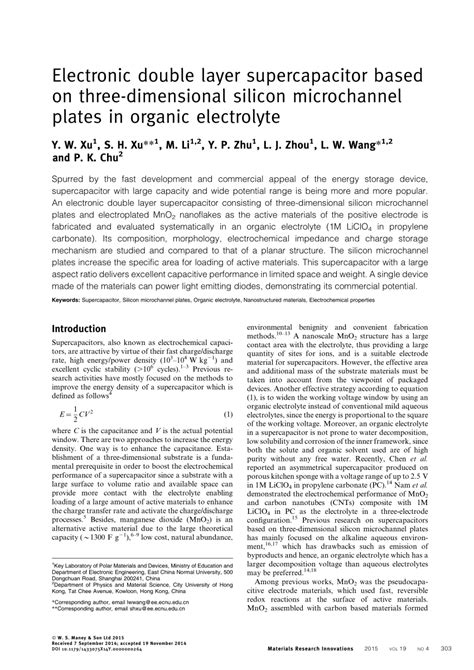 Pdf Electronic Double Layer Supercapacitor Based On Three Dimensional Pdf Electronic Double Layer Supercapacitor Based On Three Dimensional
