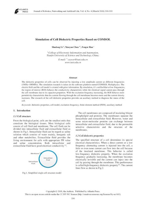 pdf simulation of cell dielectric properties based on comsol
