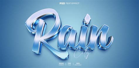 Premium Psd Rain 3d Editable Text Effect
