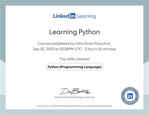 usha kiran paruchuri on linkedin certificate of completion