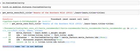 trying to import movie recommender example function onto index nn is not defined nbdev