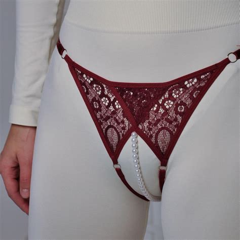 Pearl Thong Panties Pearl Panties Open Butt Panty Open Panty Crotchless
