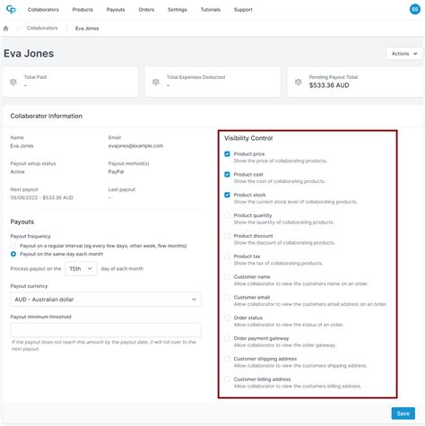 Visibility Control Collabpay Documentation