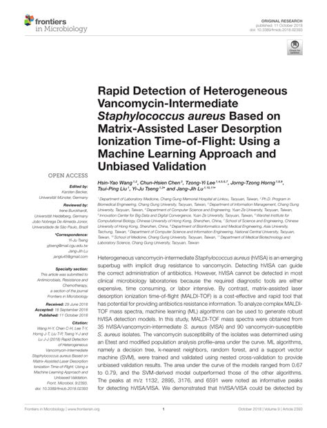 Pdf Rapid Detection Of Heterogeneous Vancomycin Intermediate Staphylococcus Aureus Based On