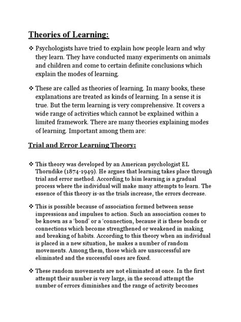 theories of learning pdf learning theory