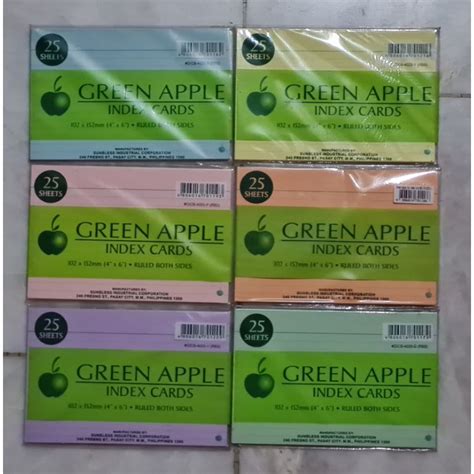 1 4 Index Card Green Apple 4x6 Per Pack 25s Shopee Philippines