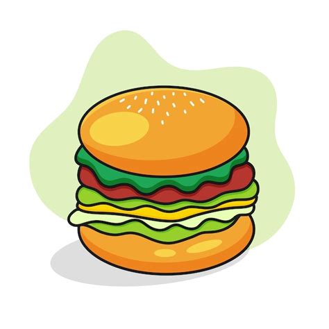 Ilustración De Diseño Plano De Comida De Hamburguesa Vector Premium