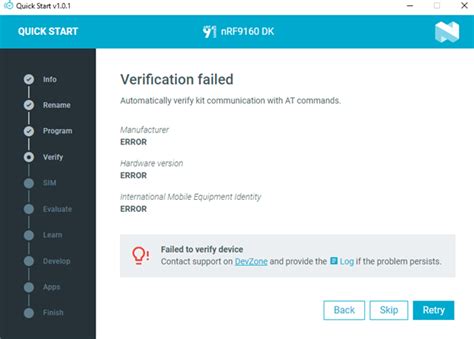 Nrf9160dk Always Showing Verification Failed Nordic Qanda Nordic