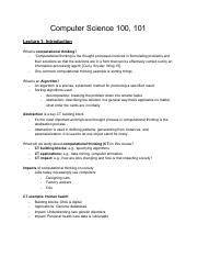 CPSC Notes Pdf Computer Science Lecture Introduction What Is Computational
