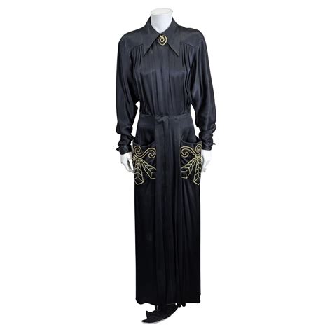 Dramatic Silk Satin Embroidered Dressing Gown For Sale At 1stdibs