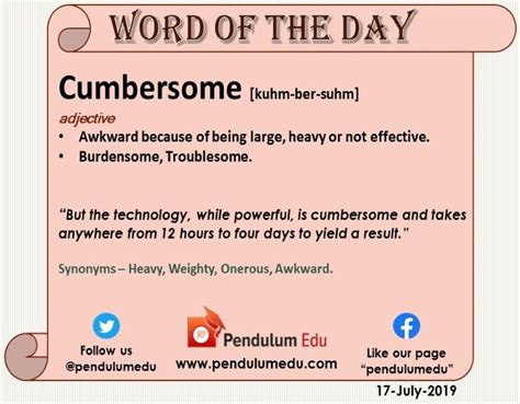 Cumbersome Word Of The Day Vocab Learn English