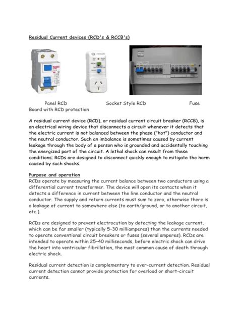 Residual Current Devices