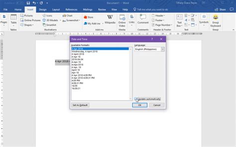 Create A Word Document With Self Updating Date And Time Stamp