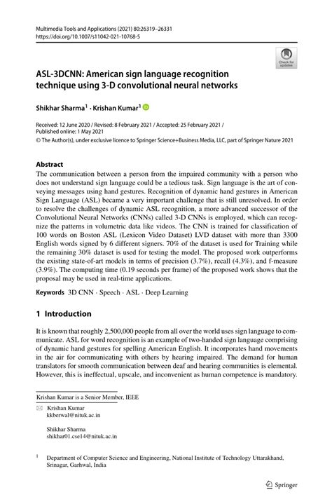 Pdf Asl 3dcnn American Sign Language Recognition Technique Using 3 D Convolutional Neural