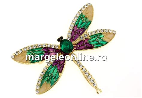 Brosa Libelula Cu Cristale 64x53mm X1