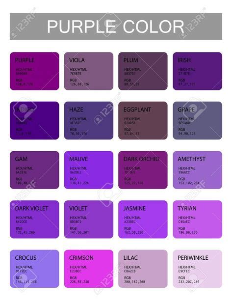 95 Perfect Shades Of Purple With Hex Codes Purple Color Code Purple Color Palettes Purple