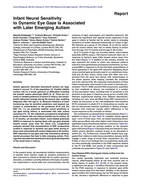 Pdf Infant Neural Sensitivity To Dynamic Eye Gaze Is Associated With Later Emerging Autism