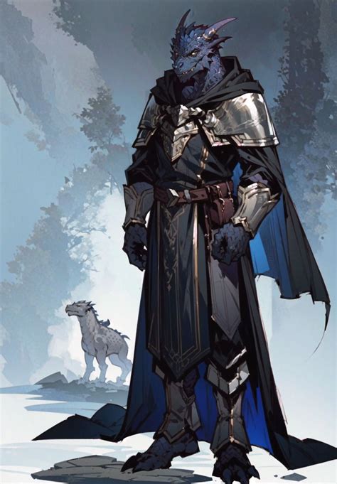 Blue Dragonborn Сказочные персонажи Фэнтези рисунки Фурри арт