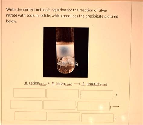 write the correct net ionic equation for the reaction of silver nitrate