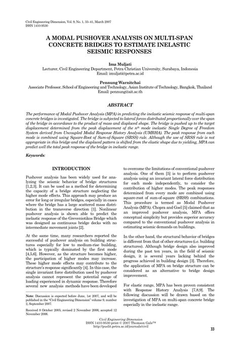 Pdf A Modal Pushover Analysis On Multi Span Concrete Bridges To Estimate Inelastic Seismic