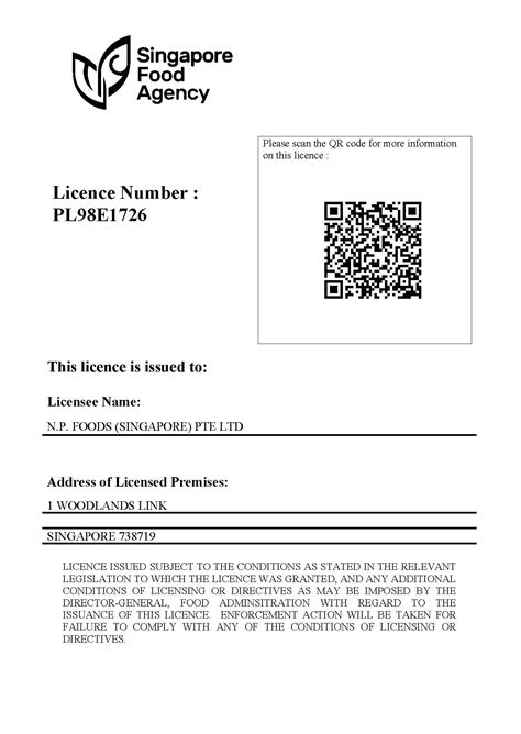 Sfa Certificate 2023 Np Foods Thailand