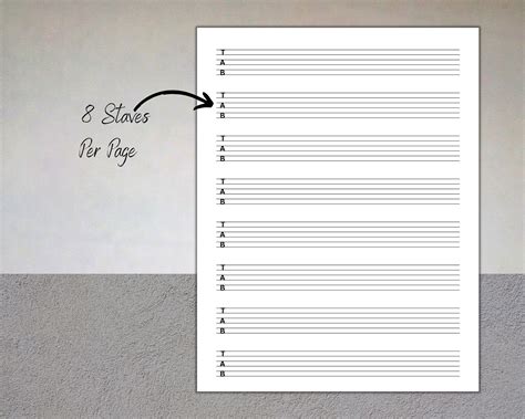 Printable Guitar Tab Paper Blank Tablature Sheet Pdf Download Etsy