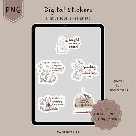 20 Digital Bookish Sticker Book Stickers Bookish Kindle Stickers