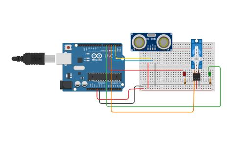 Circuit Design Sensor Ultrasonico Tinkercad