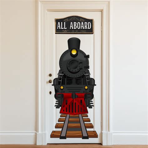 Wonderjune Train Classroom Door Decorating Kit 39 X 18 Inches Retro Train Bulletin Board Corner