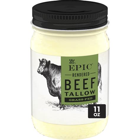 Epic Beef Tallow Grass Fed Keto Friendly Whole30 11oz Jar