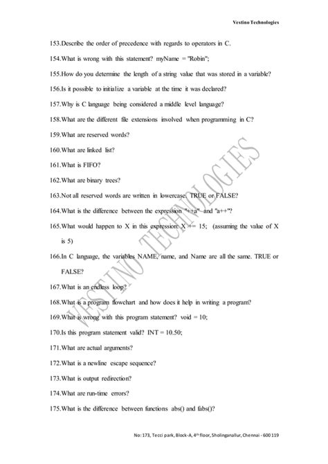 C Interview Questions For Fresher Pdf