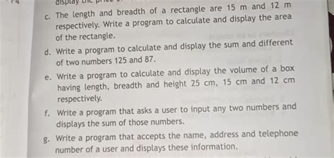 C The Length And Breadth Of A Rectangle Are 15 M And 12 M Respectively