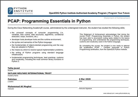 Talha Javed On Linkedin Cisco Cisco Ciscocertified Netacad Certified Pythonprogramming