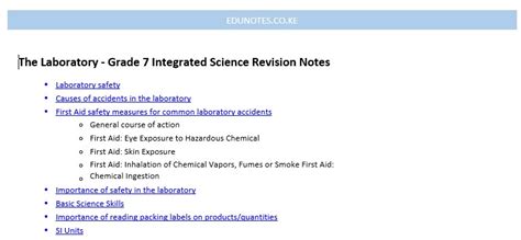 The Laboratory Grade Integrated Science Revision Notes EDU NOTES