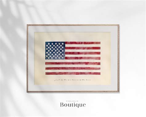 Patriotic American Flag Art Print With Inspirational Quote Usa Painting America Wall Decor