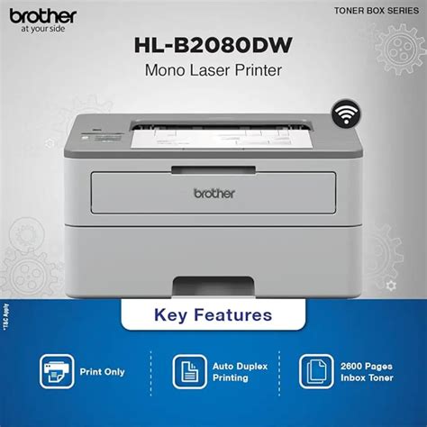 Brother Hl B2080dw Wireless Monochrome Laser Printer Auto Duplex