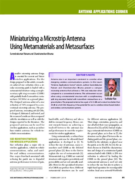 pdf miniaturizing a microstrip antenna using metamaterials and