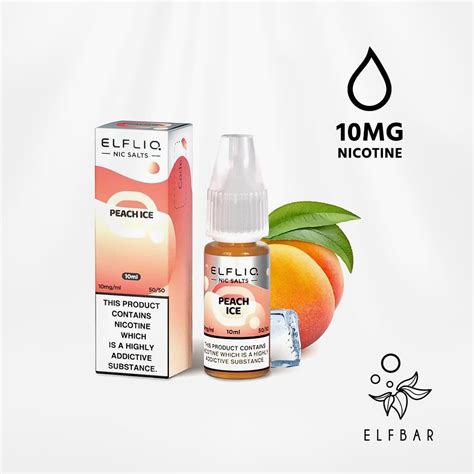 Elfliq Peach Ice Nicotine Salt E Liquid 10mg By Elfbar