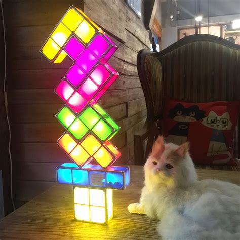 DIY Tetris Lamp Puzzle Light Stackable LED Desk Lamp Constructible Block LED Light Toy Retro