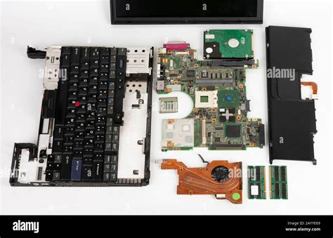 Disassembled Laptop Basic Components Of Notebook Screen Keyboard Processor Motherboard