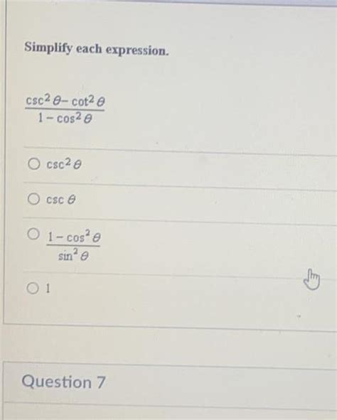 [answered] Simplify Each Expression Csc 0 Cot 0 1 Cos E Ocsc 9 Csc 8 1 Kunduz