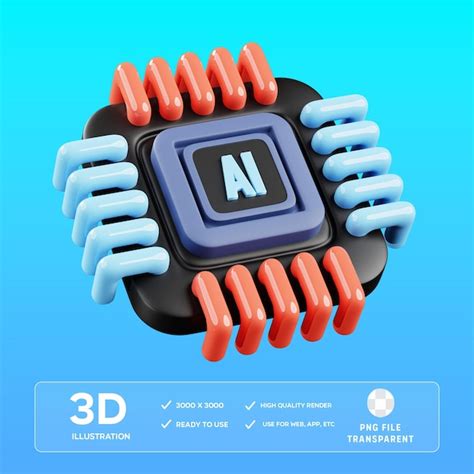 premium psd psd ai processor chip 3d illustration