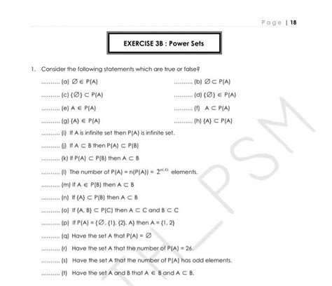 Solved Page EXERCISE B Power Sets Consider The Chegg Com