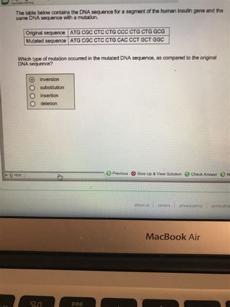 Solved The Table Below Contains The Dna Sequence For A