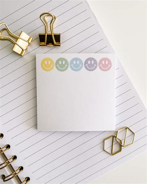 Smiley Face Sticky Notes Smiley Stationery Notepad Etsy Canada
