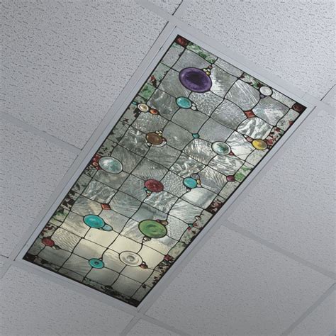 Gem Stained Glass Fluorescent Light Cover Insert Apollo Design Made