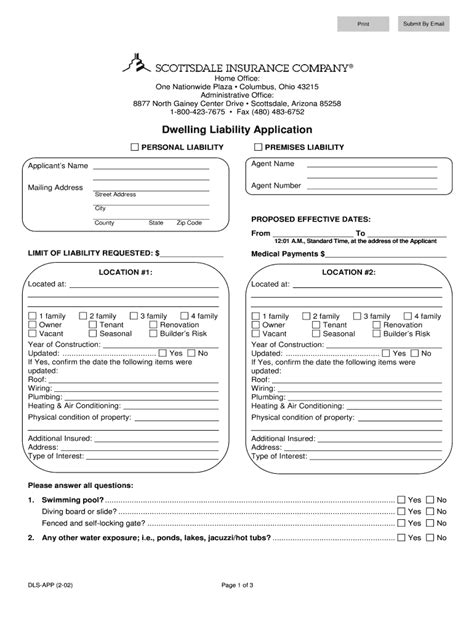 Fillable Online Dwelling Liability Application Fax Email Print Pdffiller