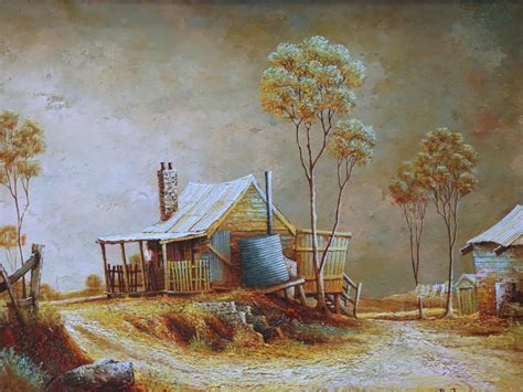 Lot John Pointon Oil On Board Rural Homestead 1974 Measures 38cm