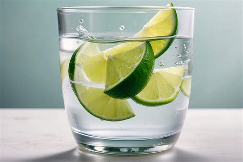 Lime Slices In A Glass Of Water With A Lime On The Top Premium Ai