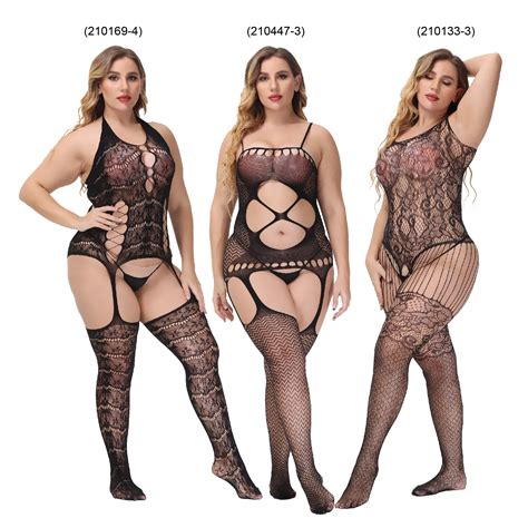 Comfortable Plus Size Lace Body Stocking For Mature Women Silky